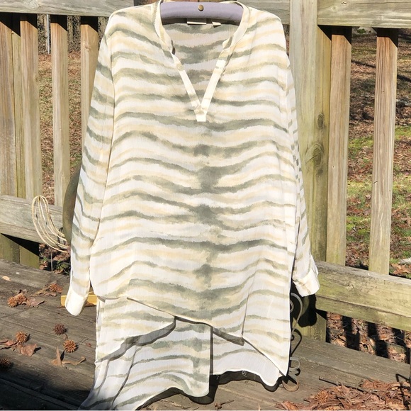 Chico's | Tops | Chicos Green Dynamic Tula Sheer Top Overlapping Front ...